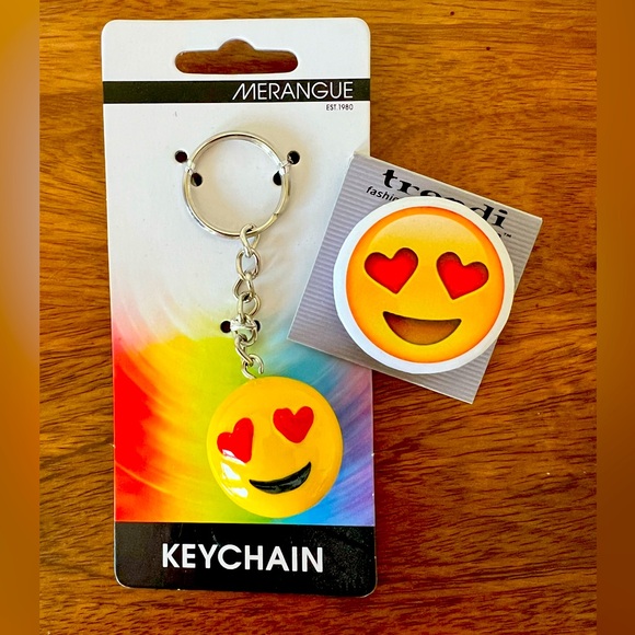 Cell Phones & Accessories | Emoji Heart Eye Keychain And Pin Button ...